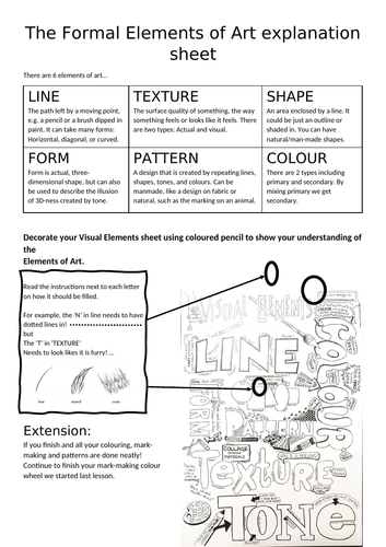 Elements of Art Lesson and Worksheet | Teaching Resources