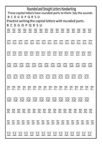 Rounded and Straight Letters Handwriting | Teaching Resources