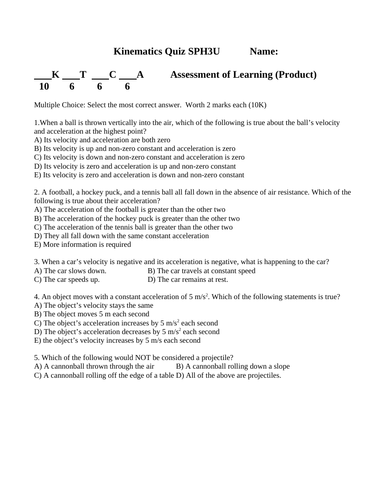 [294 PGS] KINEMATICS UNIT Grade 11 Physics, 10 Motion Power Points, 25 ...