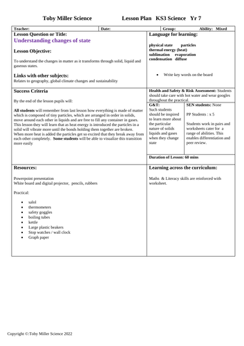 Investigating changes of state | Teaching Resources