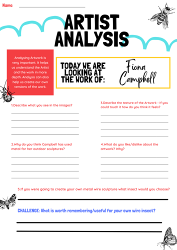Artist Analysis Fiona Campbell Worksheet | Teaching Resources