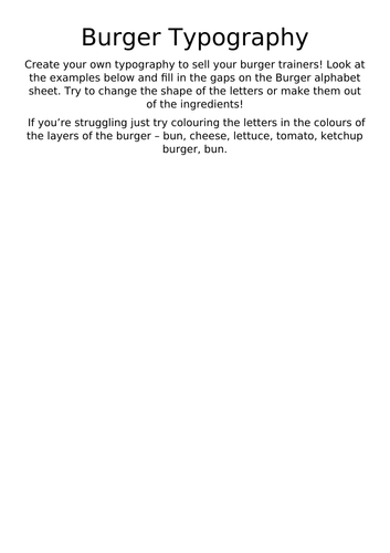 Create your own burger typography | Teaching Resources