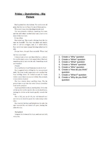 The boy who met a whale - Questionning - Guided Reading/destination ...