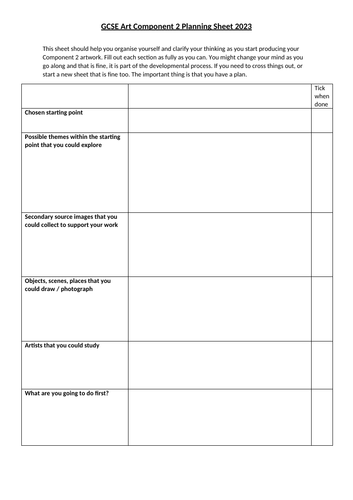 GCSE Art Component 2 Student Guide 2023 | Teaching Resources