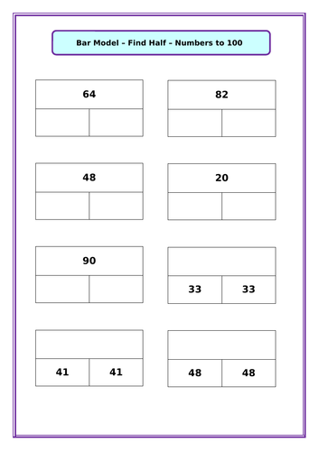 KS1 Maths Bar Model Templates Worksheets Fractions of Numbers and ...