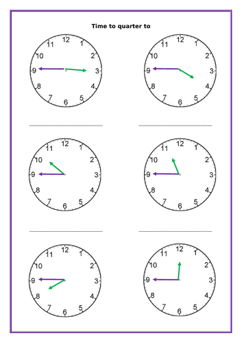 Clock Time Analogue Resource Pack Template o'clock half past quarter ...