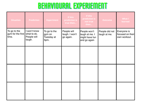 LI CBT Self Help Behaviour Experiments | Teaching Resources