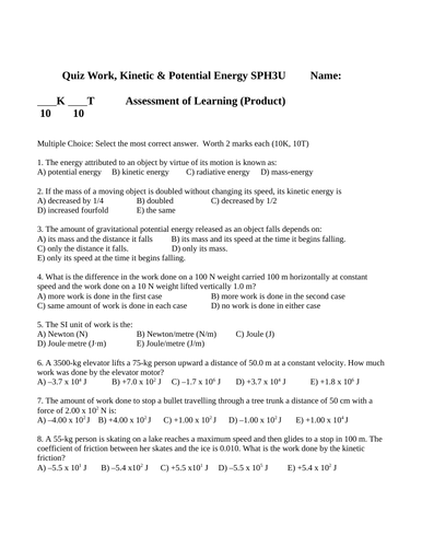 FULL YEAR TEST PACKAGE Grade 11 Physics TESTS WITH ANSWERS (20 ...