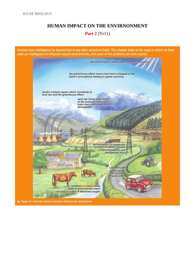 HUMAN IMPACT ON THE ENVIRNONMENT PART 2 | Teaching Resources