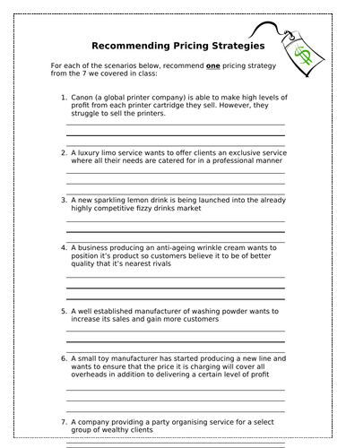 Edexcel GCSE Business - Pricing & Pricing Strategies | Teaching Resources