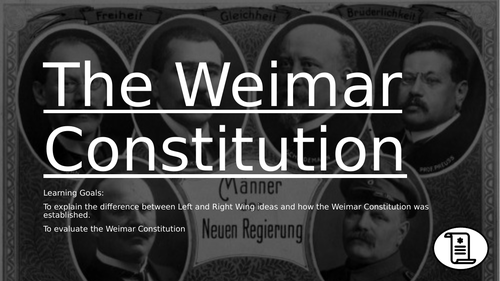 Weimar Germany Lesson 2 The Weimar Constitution | Teaching Resources