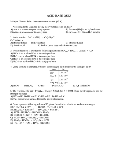 14 WORKSHEETS SOLUTION AND SOLUBILITY, 2 Solutions Quiz 1 Acid QUIZ ...