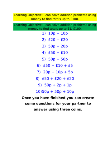 Differentiated Money Questions Year 2 | Teaching Resources
