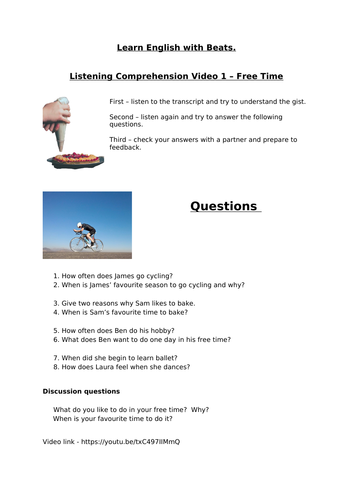 EAL Listening Comprehension - free time | Teaching Resources