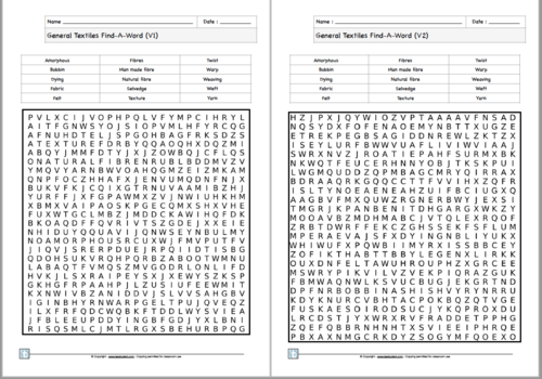Textiles Technology Lessons - set 1 "General Textiles" | Teaching Resources