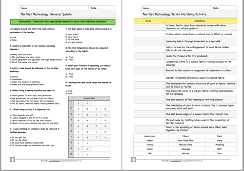Textiles Technology Lessons - set 1 "General Textiles" | Teaching Resources