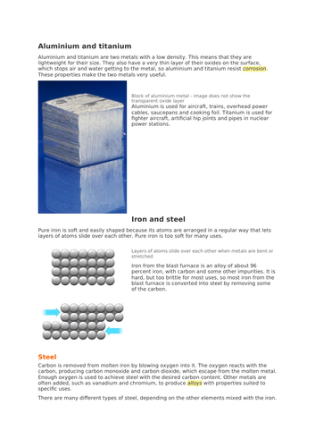 AQA C10 Alloys as useful materials - Triple only | Teaching Resources