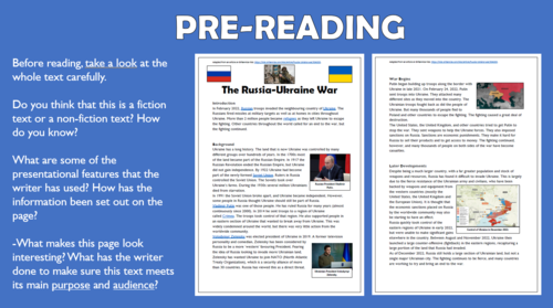 The Russia-Ukraine War - Reading Comprehension Session! | Teaching ...