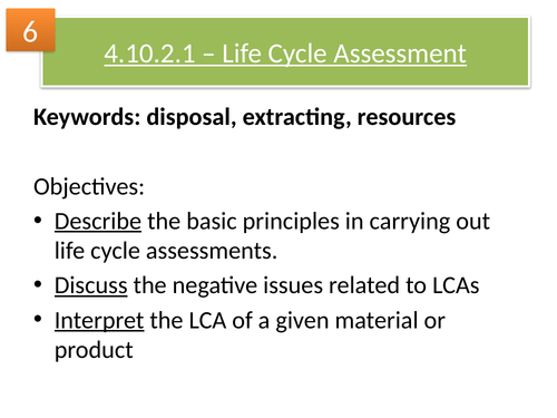 AQA C10 Life cycle assessment | Teaching Resources