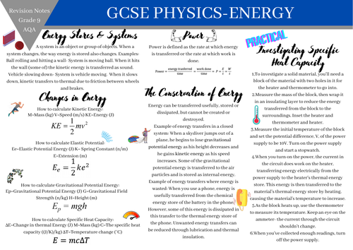 GCSE PHYSICS AQA PAPER 1 REVISION NOTES | Teaching Resources