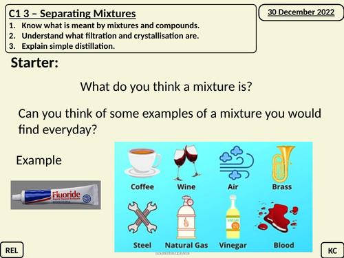 KS4 GCSE Chemistry AQA C1 3 Separating Mixtures PPT only | Teaching ...