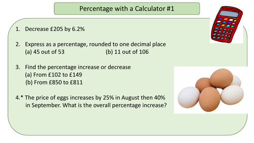 Percentages with a Calculator | Teaching Resources