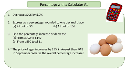Percentages with a Calculator | Teaching Resources