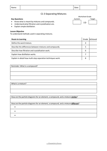 KS4 GCSE Chemistry AQA C1 3 Separating Mixtures Lesson Bundle ...