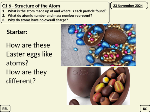 KS4 GCSE Chemistry AQA C1 6 Structure of the Atom Lesson Bundle ...
