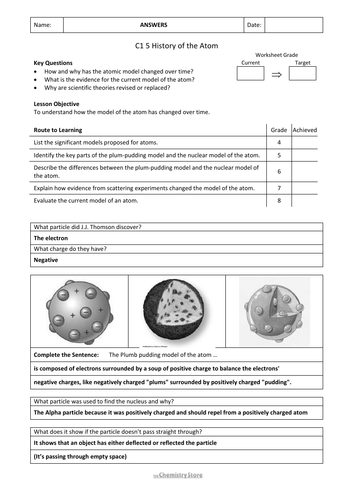 KS4 GCSE Chemistry AQA C1 Atomic Structure 8 PPTS 12WS 12MS Topic ...