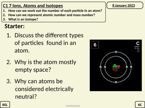 KS4 GCSE Chemistry AQA C1 Atomic Structure 8 PPTS 12WS 12MS Topic ...