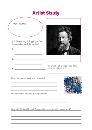 KS2 - William Morris Artist Study Worksheet | Teaching Resources