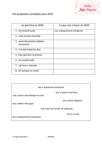 G.C.S.E. SPANISH NEW YEAR GREEN RESOLUTIONS. HEALTHY LIFESTYLE ...