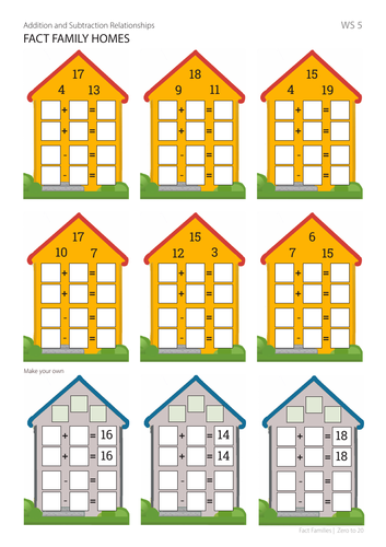 Fact families - Bonds to Twenty | Teaching Resources