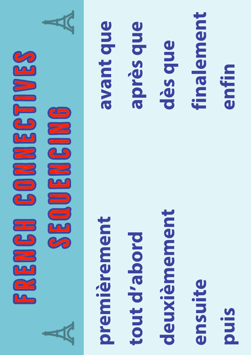 French Poster Connectives A4 Poster 1: Sequencing | Teaching Resources