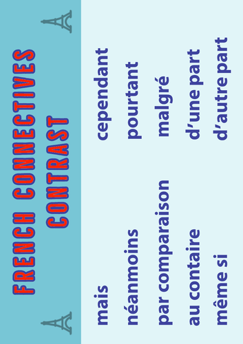 French GCSE Poster Connectives A4 Poster 5: Contrast | Teaching Resources