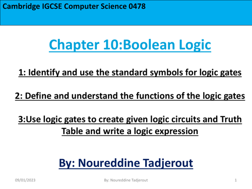 IGCSE- year 2023 -Year 10 and 11-Chapter 10 -Boolean Logic | Teaching ...