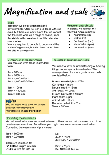 GCSE AQA Biology Triple Higher Topic 1 Cells Revision Sheet Bundle ...