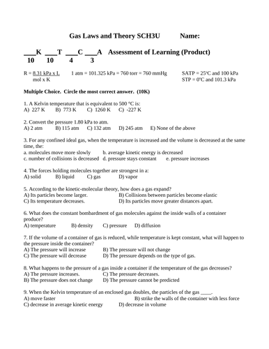 QUIZ COMBINED GAS LAW Quiz Boyle's Law Quiz Charles Law Quiz WITH ...