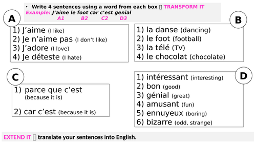 French opinion verbs | Teaching Resources