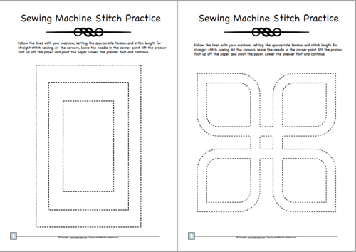 Sewing Machine Practice Sheets for Textiles Classes | Teaching Resources