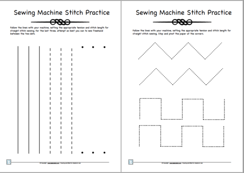 Sewing Machine Practice Sheets for Textiles Classes | Teaching Resources