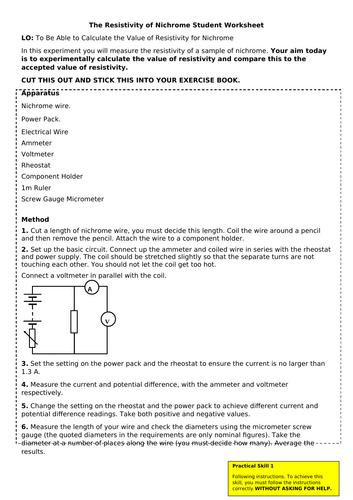 A-Level Physics: Electricity (Current and Resistance) Scheme of Work ...