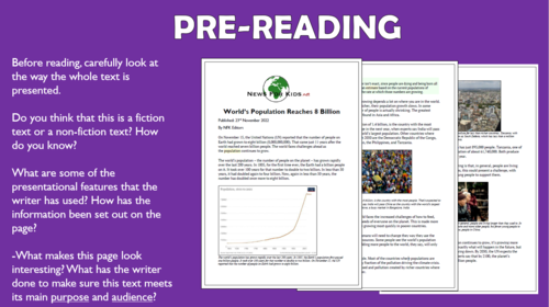 World Population Growth - Kids News Article - Reading Comprehension ...
