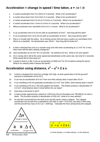 GCSE Physics Calculations of Acceleration | Teaching Resources