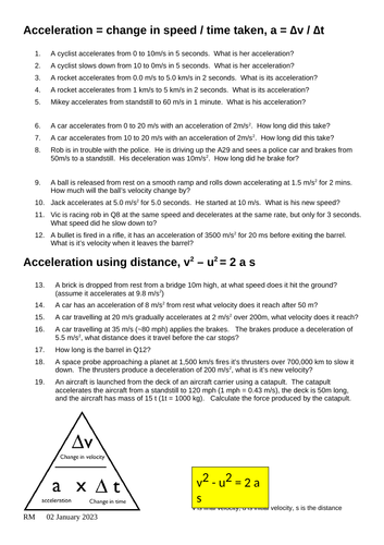 GCSE Physics Calculations of Acceleration | Teaching Resources