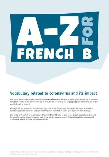 Vocab for a global pandemic French B | Teaching Resources
