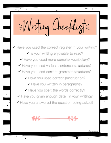 Writing Checklist and Correction Codes | Teaching Resources
