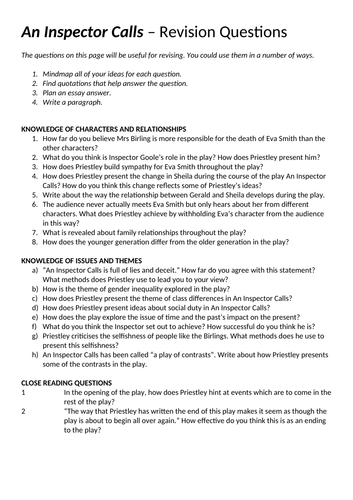 An Inspector Calls - Full Unit | Teaching Resources