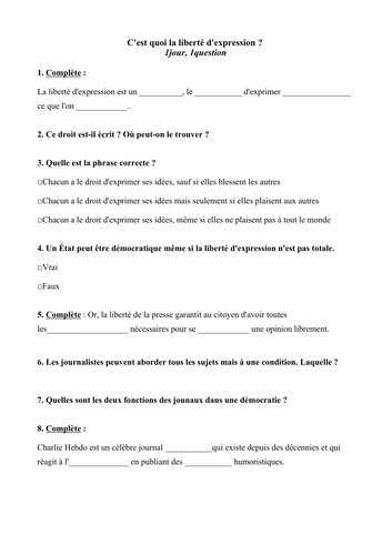 C'est quoi la liberté d'expression ? | Teaching Resources